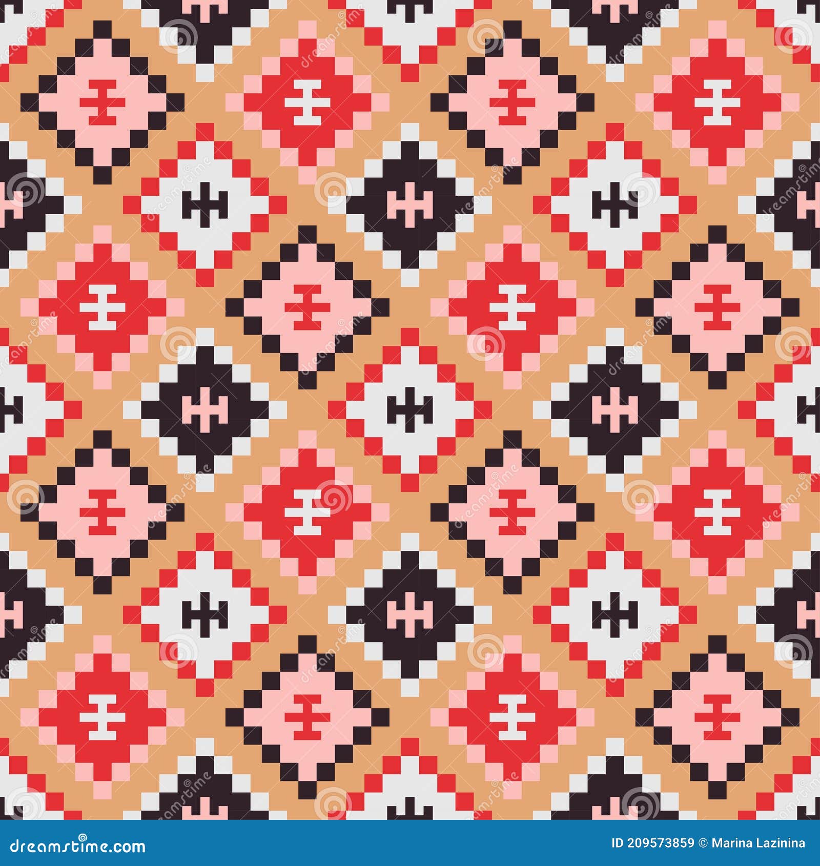 Aztec Elements from Squares. Seamless Pattern. Textile. Ethnic Boho ...