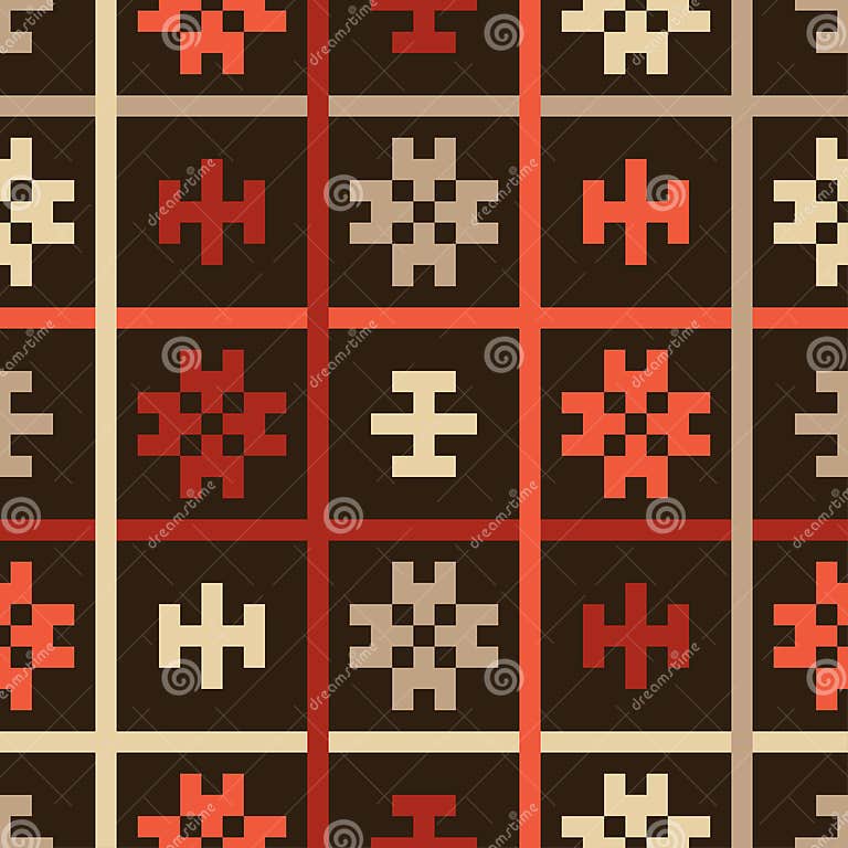 Aztec Elements from Squares. Seamless Pattern. Textile. Ethnic Boho ...