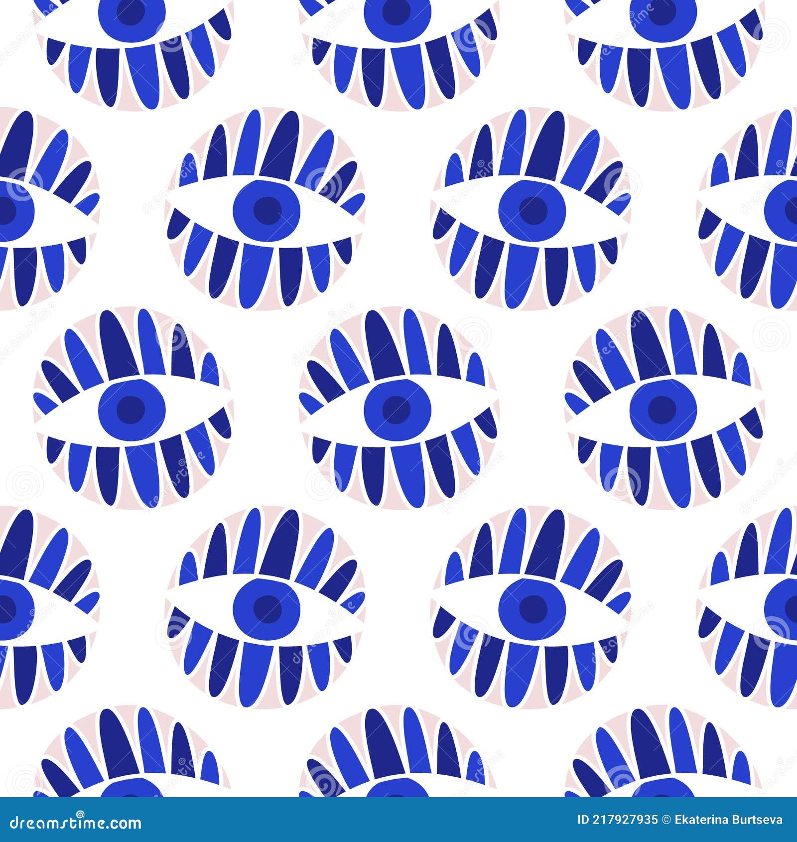 Aztec Evil Eyes Seamless Pattern in Blue, White, Colors Stock Vector ...