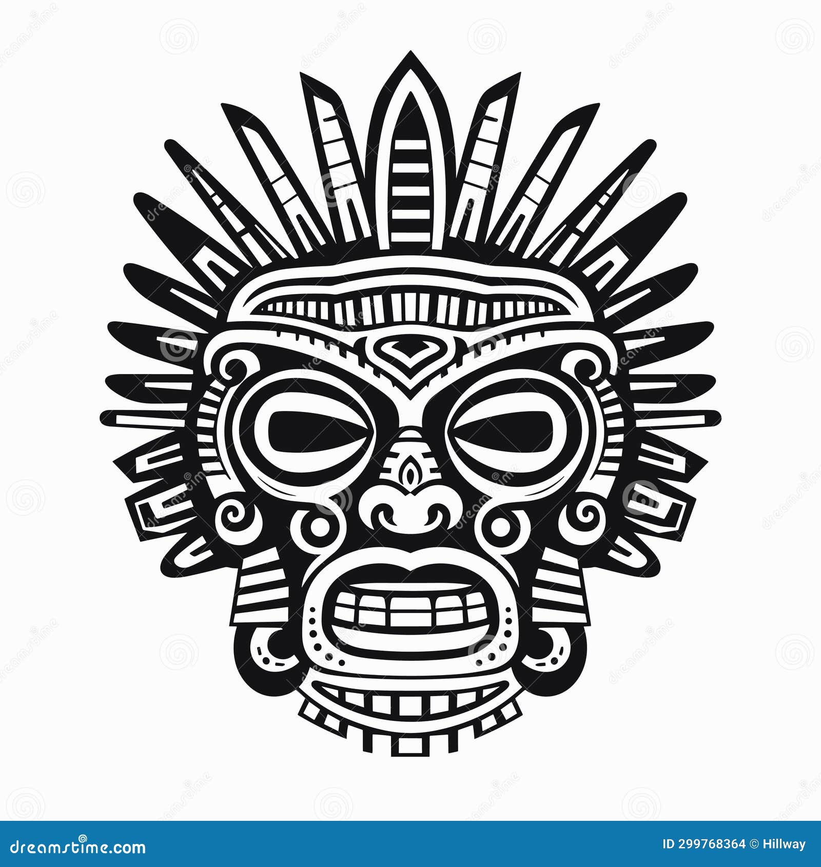 Aztec Face Mask Vector Illustration. Ancient Mayan Mask Stock ...
