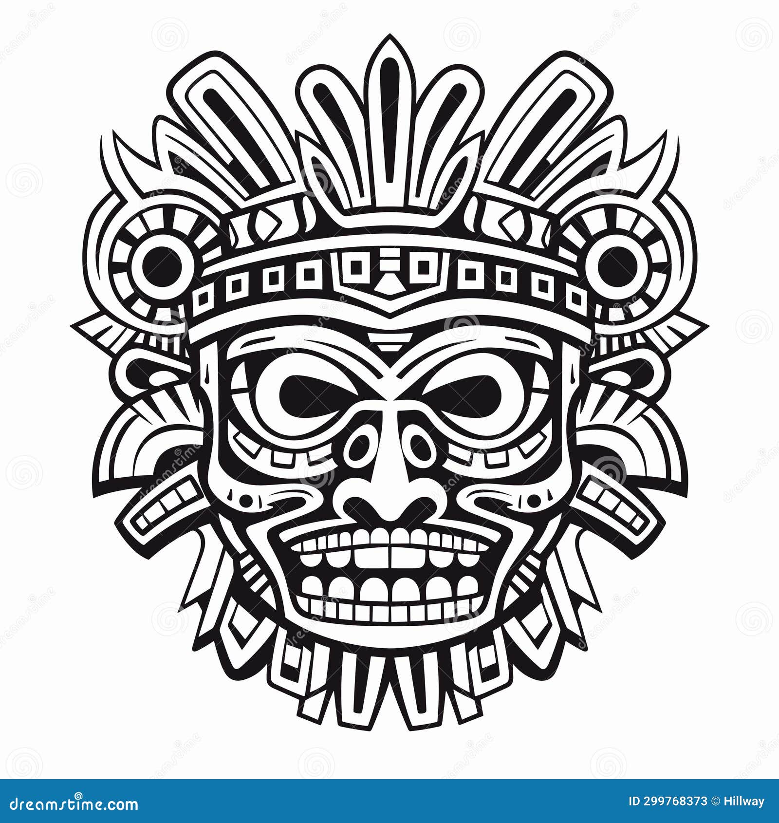 Aztec Face Mask Vector Illustration. Ancient Mayan Mask Stock ...