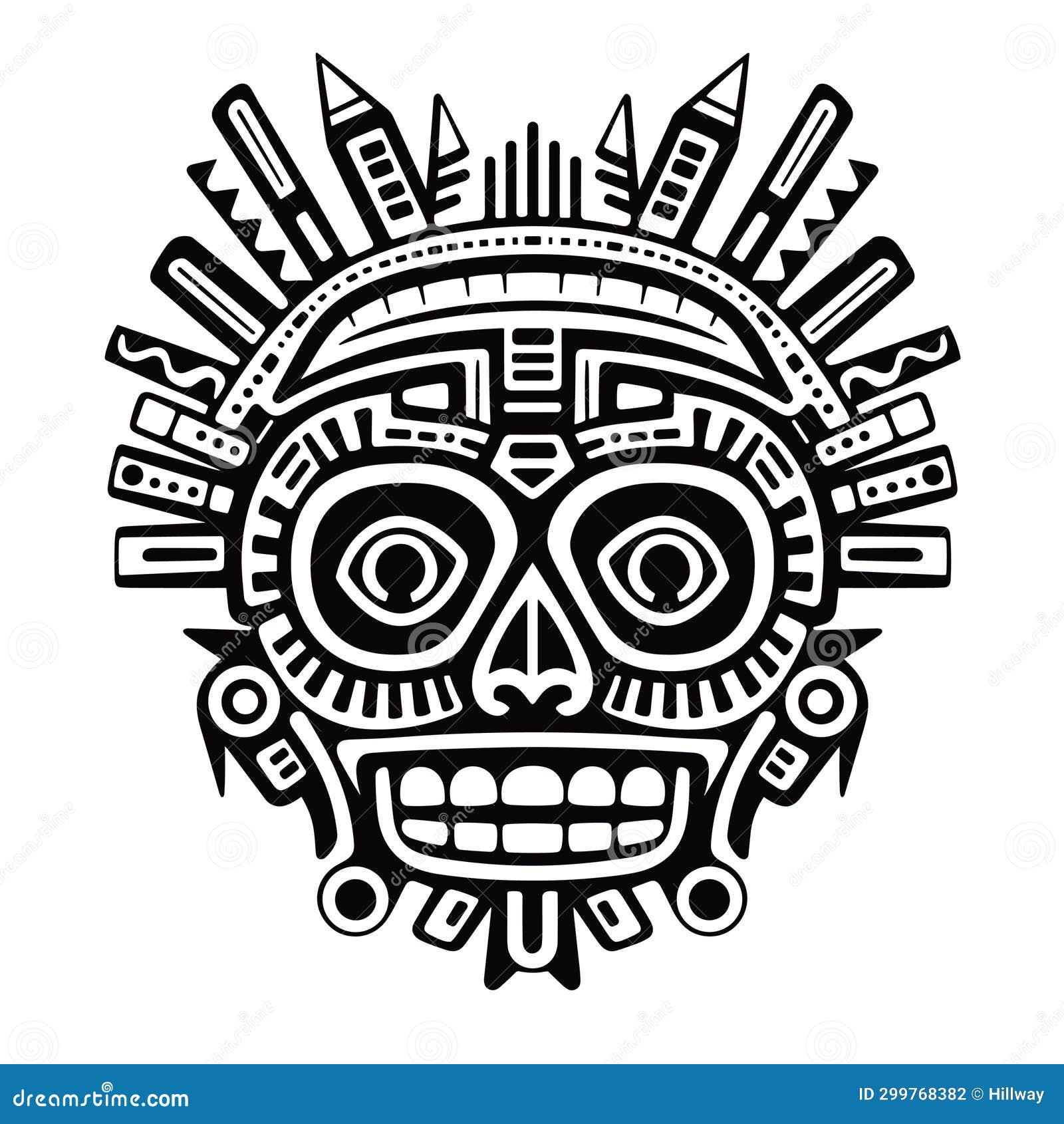 Aztec Face Mask Vector Illustration. Ancient Mayan Mask Stock ...