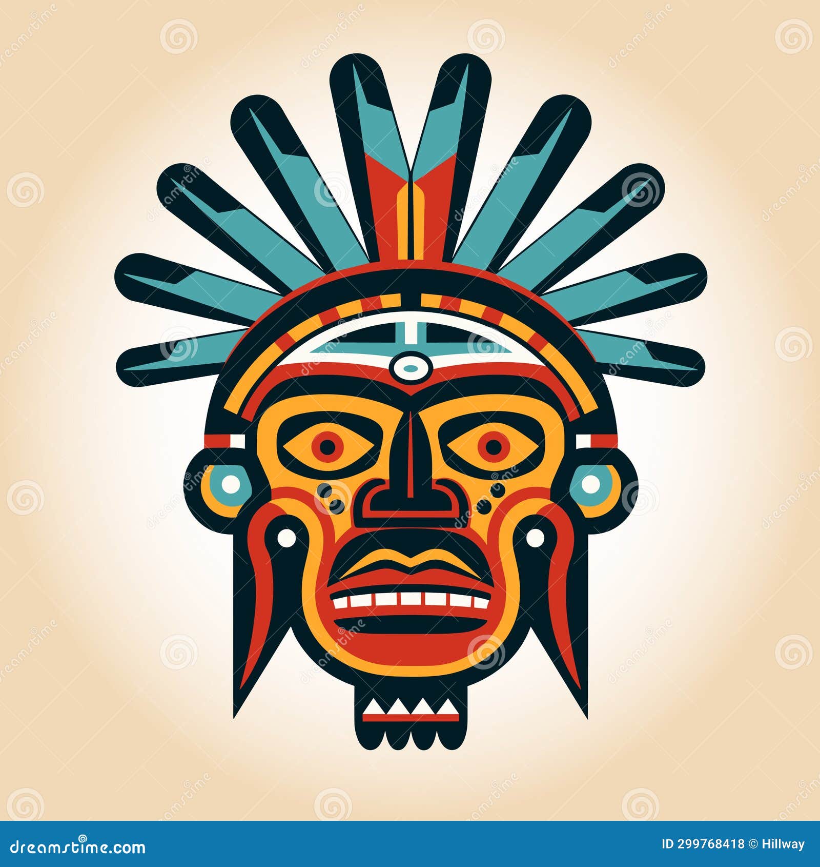 Aztec Face Mask Vector Illustration. Ancient Mayan Mask Stock ...