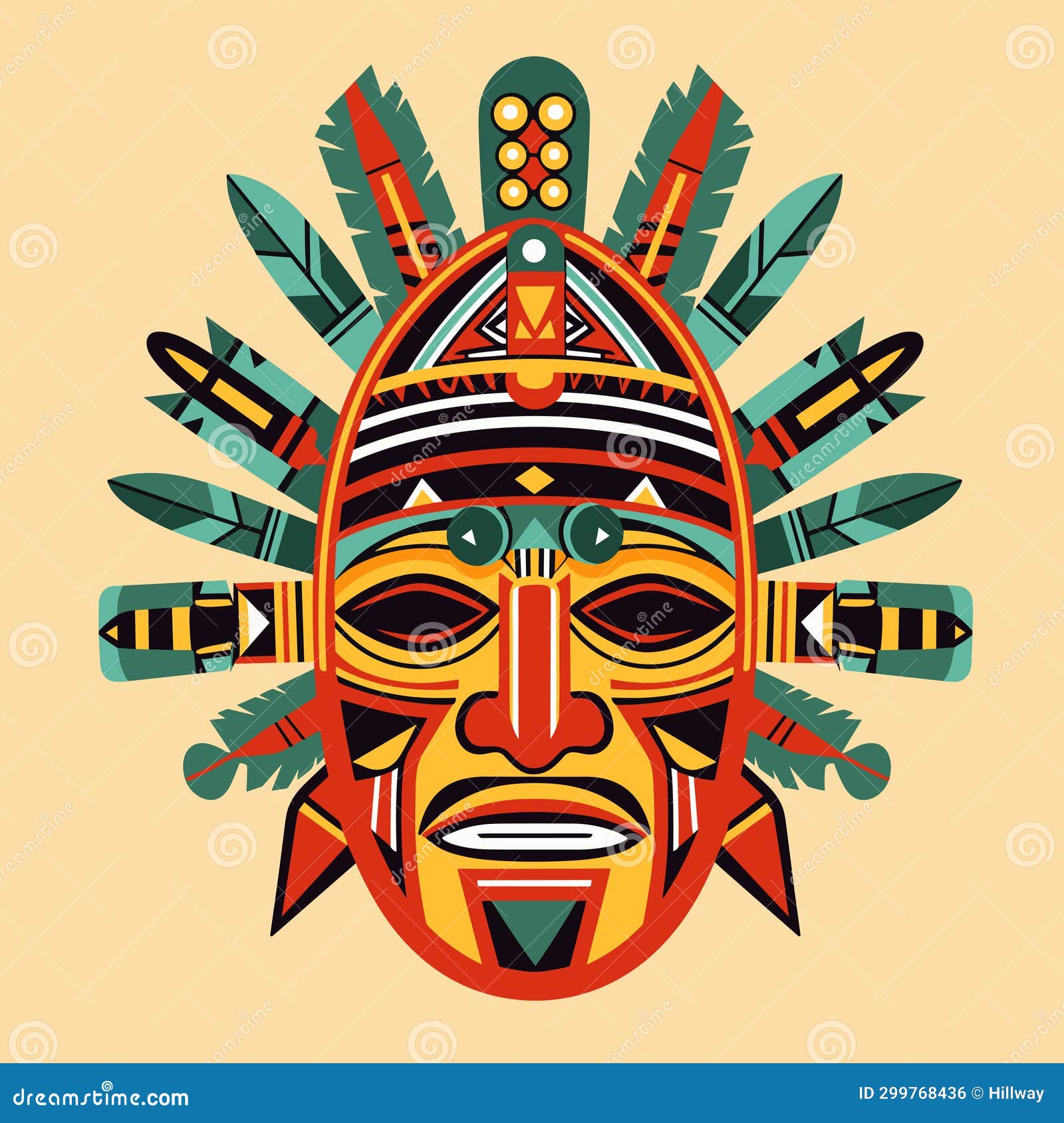 Aztec Face Mask Vector Illustration. Ancient Mayan Mask Stock Vector ...