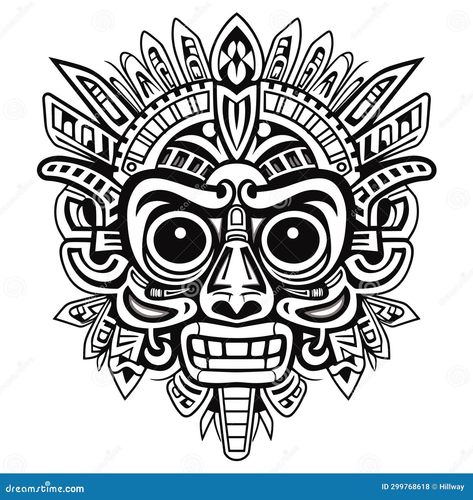 Aztec Face Mask Vector Illustration. Ancient Mayan Mask Stock ...