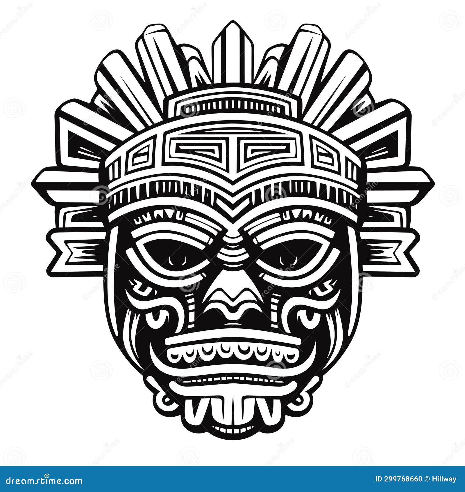 Aztec Face Mask Vector Illustration. Ancient Mayan Mask Stock ...