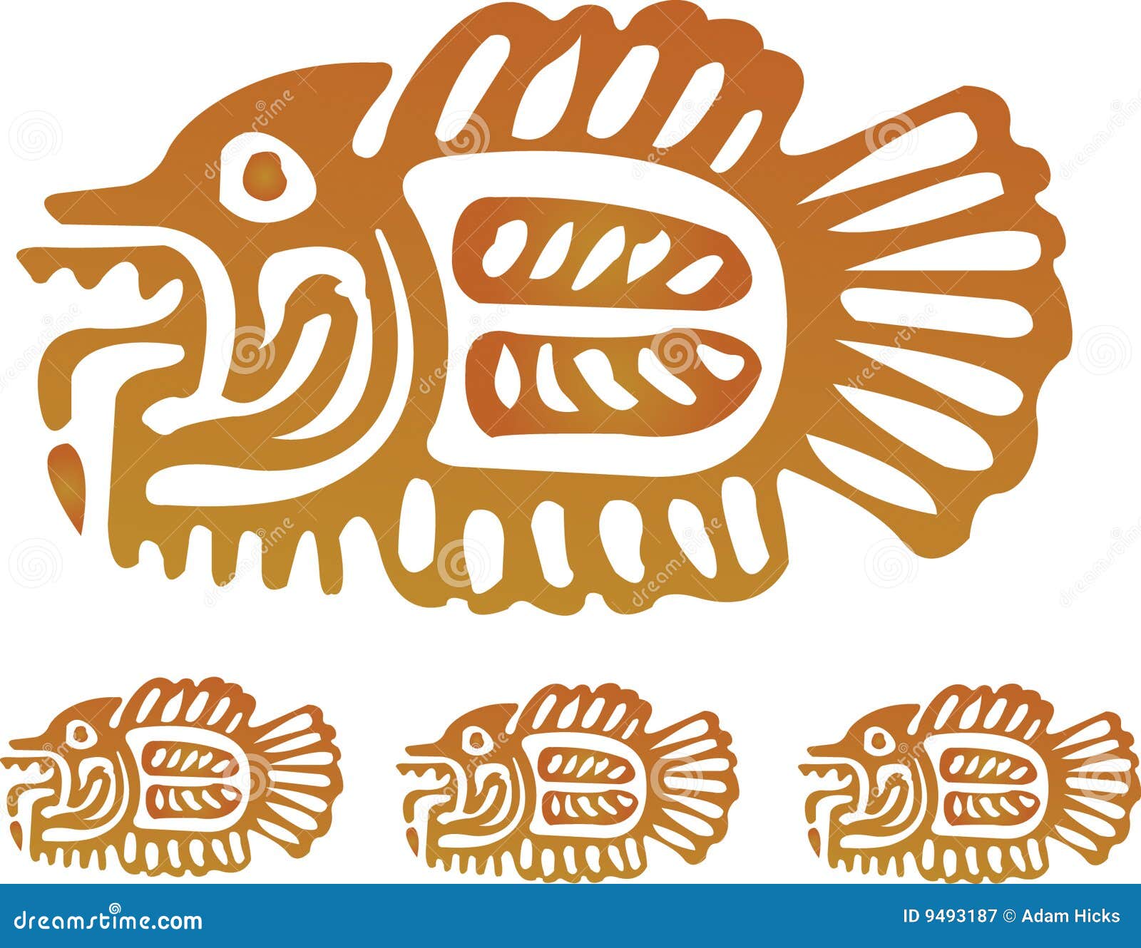 Aztec Fish stock vector. Illustration of fish, ancient - 9493187