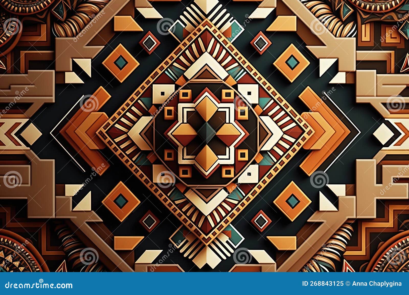 Aztec Geometric Pattern in Traditional Ornamental Ethnic Style. AI ...