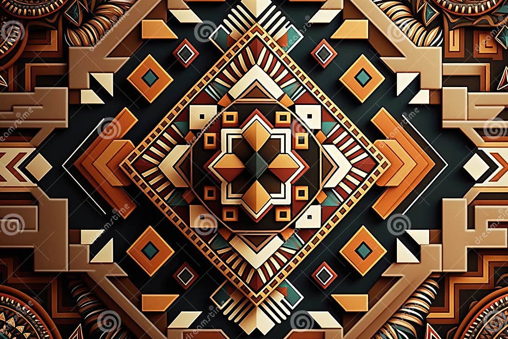 Aztec Geometric Pattern in Traditional Ornamental Ethnic Style. AI ...