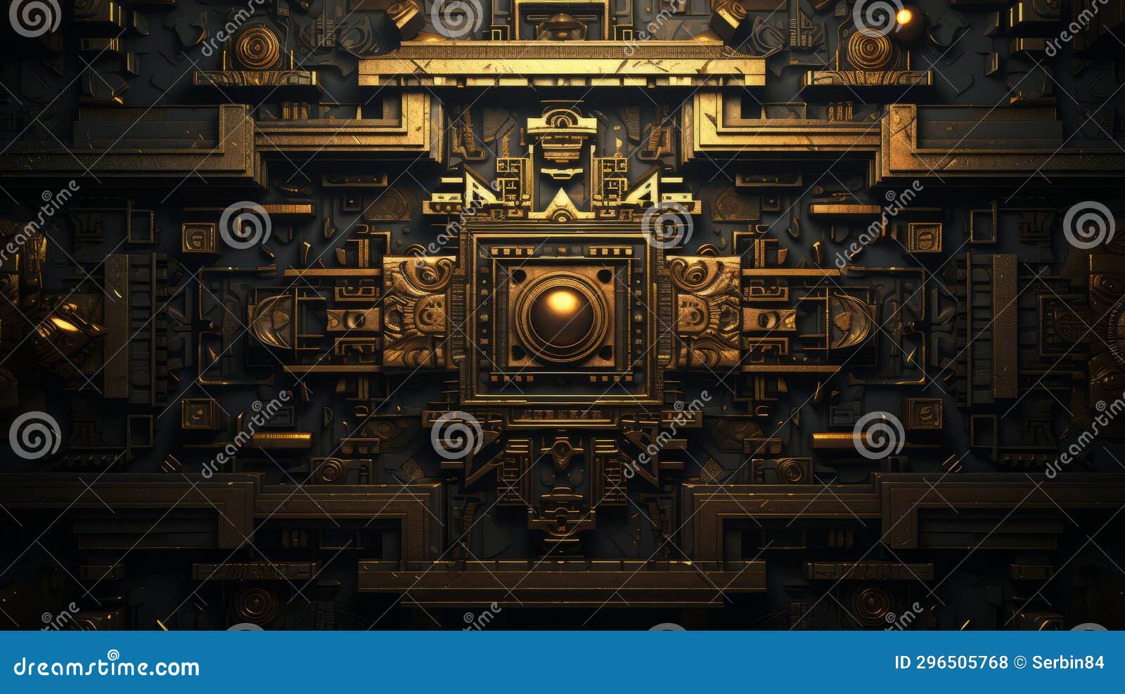 Aztec Gold Labyrinth with Riddle. Aztec Gold Texture Background. Copy ...