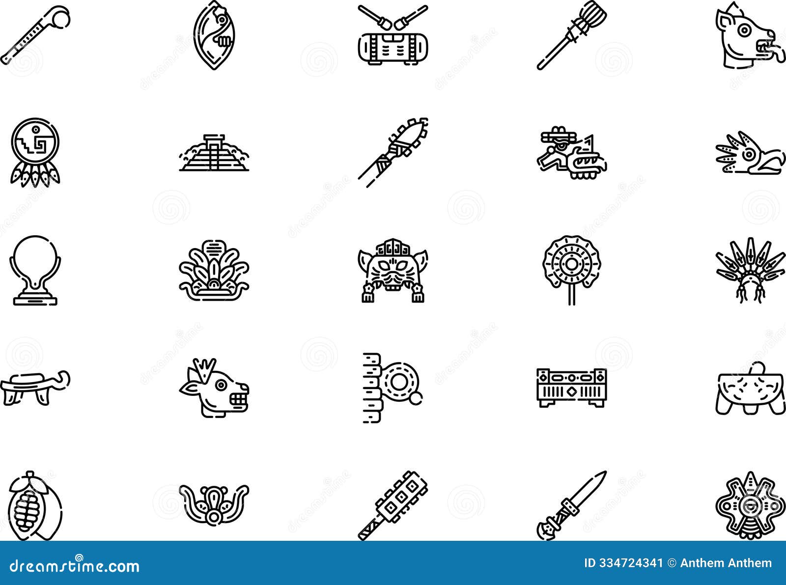 Aztec Icons Collection is a Vector Illustration with Editable Stroke ...