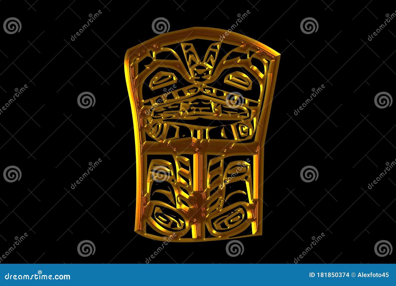 Aztec Idol Symbol on a Black Background Stock Illustration ...