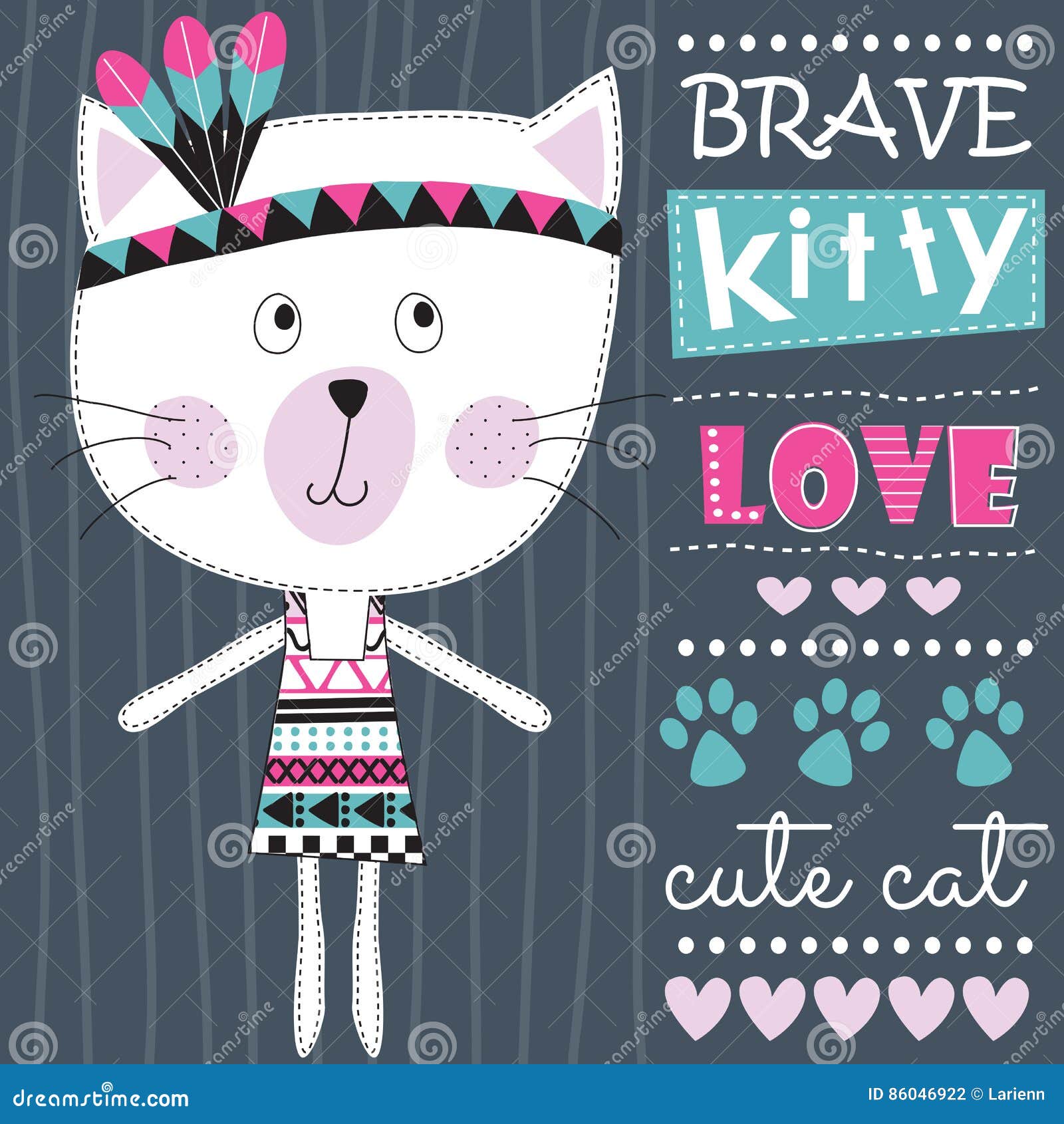 Aztec Indian Brave Cat Vector Illustration Stock Vector - Illustration ...