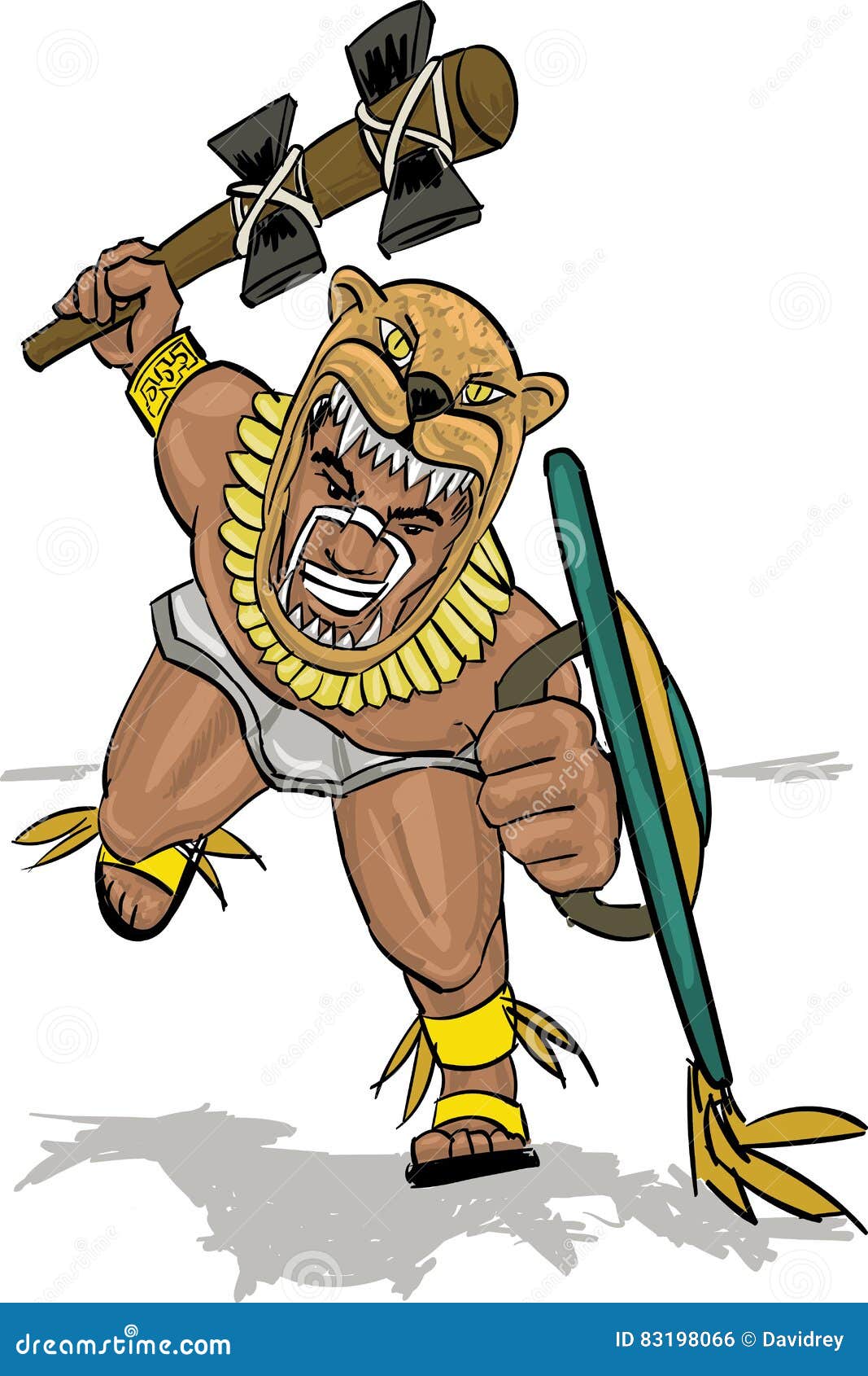 Aztec Jaguar Knight Attacking Stock Vector - Illustration of mexico ...