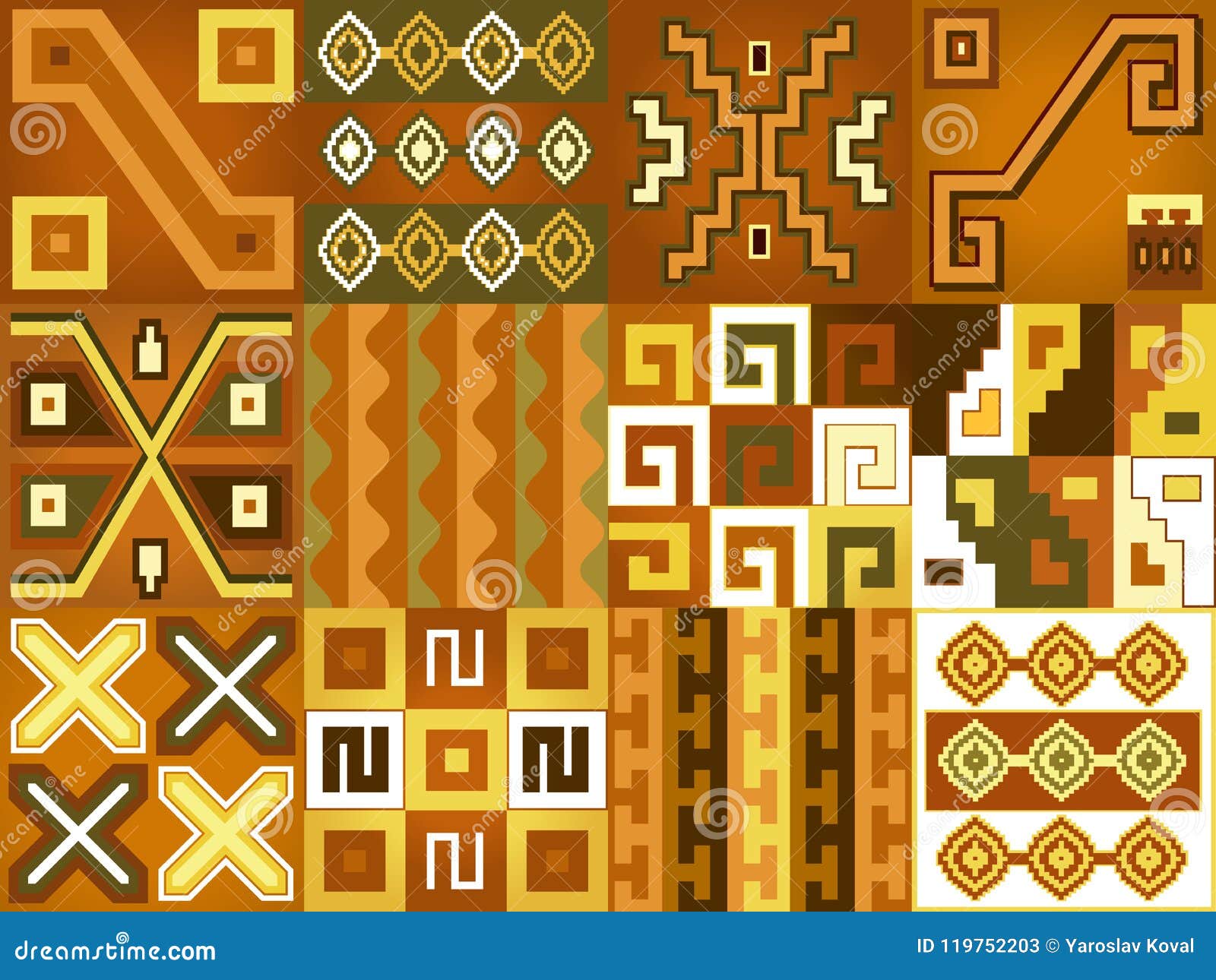 Aztec Chile Language Pattern Seamless Boho Style. Stock Illustration ...