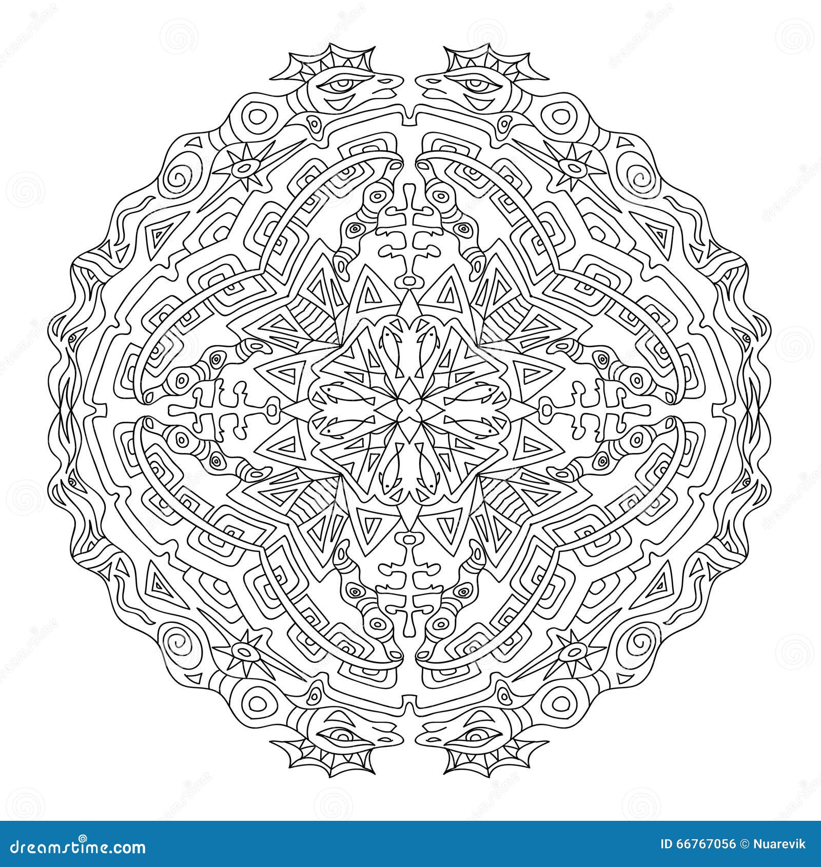 Aztec Mandala Coloring Page Stock Illustration - Illustration of ...