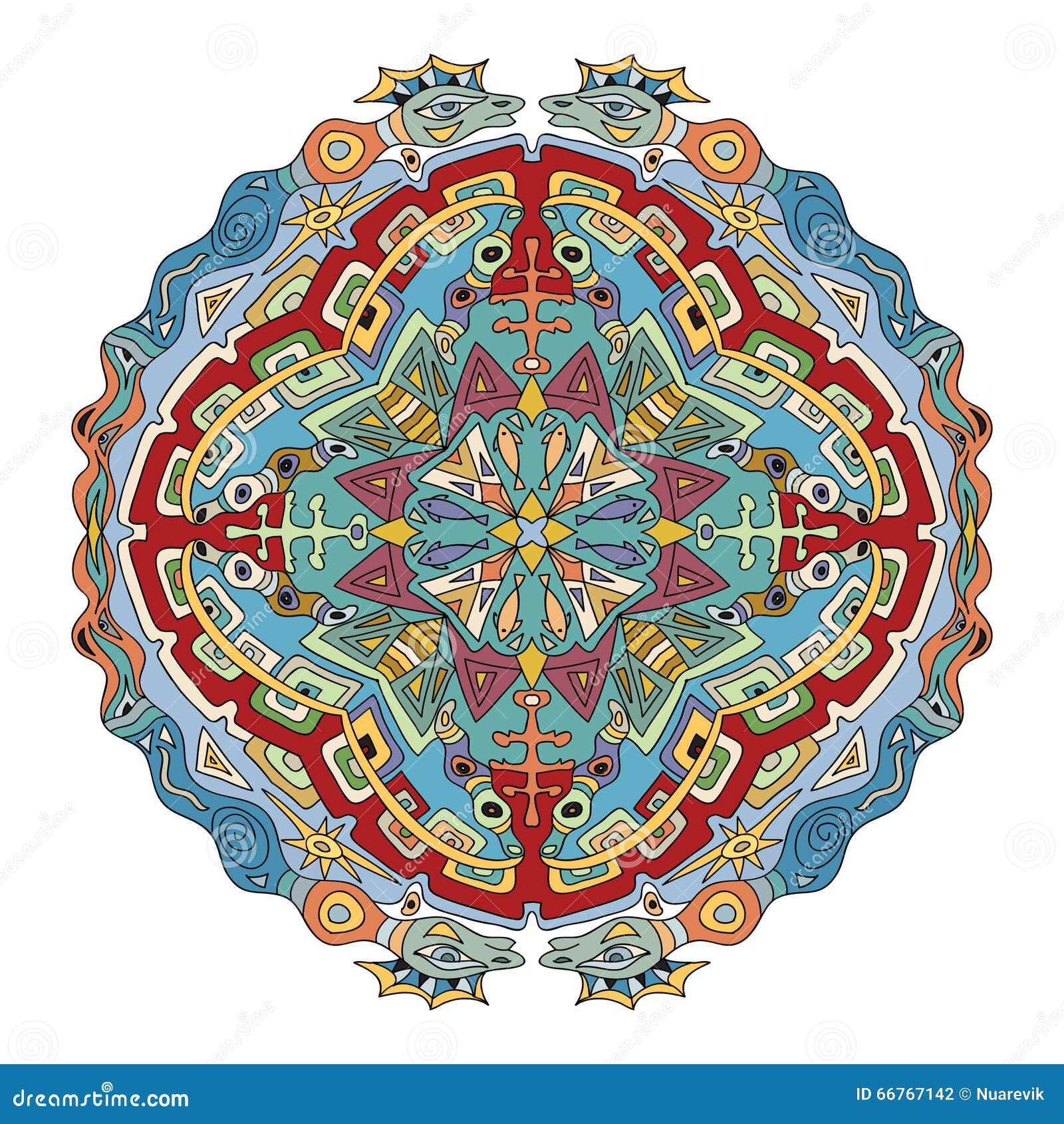 Aztec Mandala Decorative Element Stock Illustration - Illustration of ...