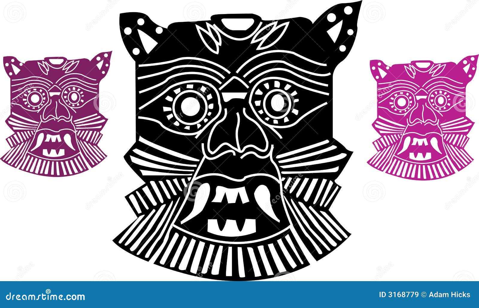 Aztec Masks stock vector. Illustration of tourist, temple - 3168779