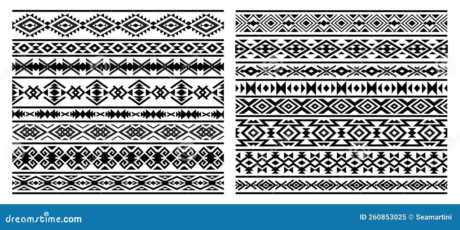 Aztec, Mayan Mexican Borders Patterns, Ornaments Stock Illustration ...