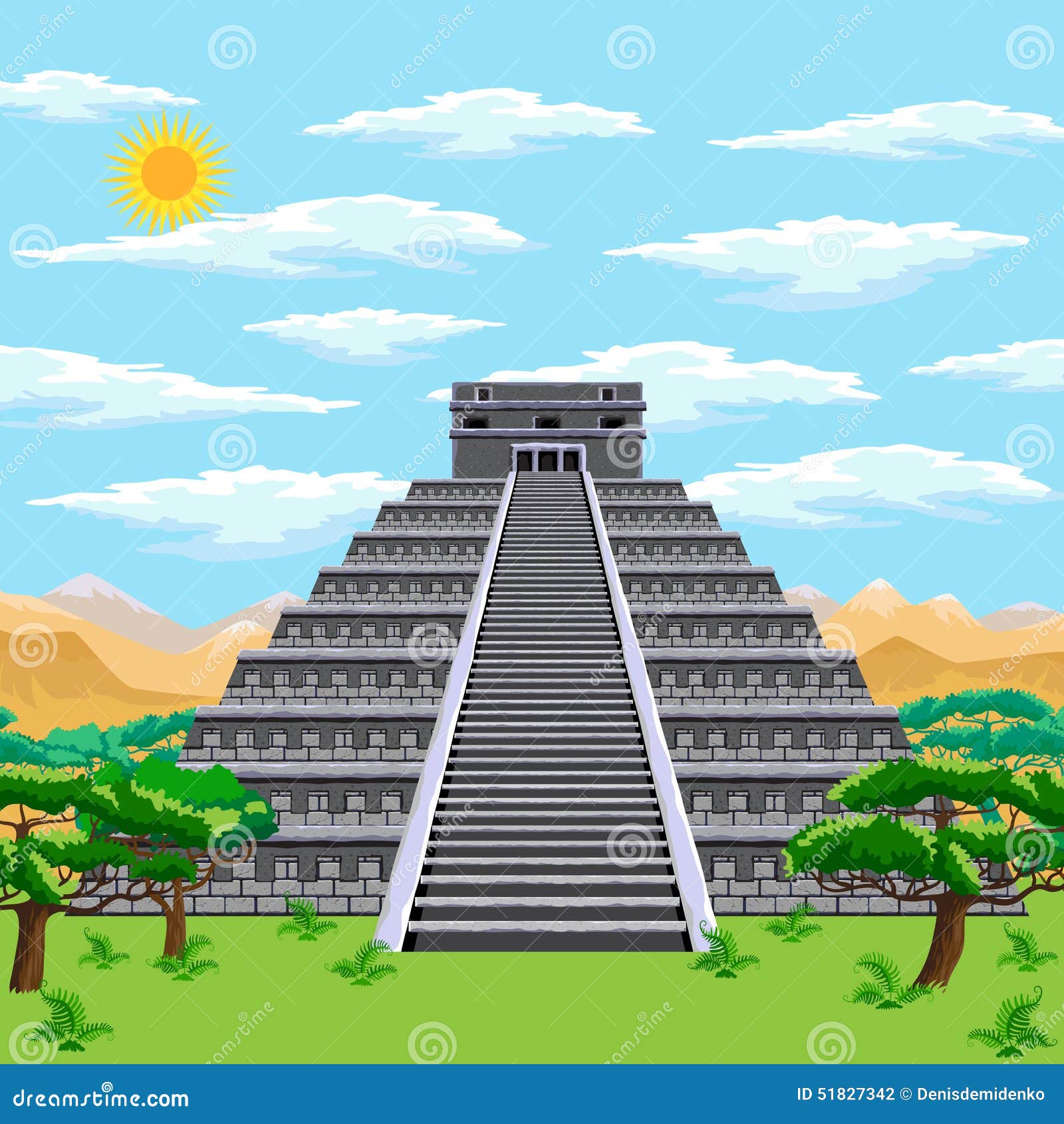 Aztec pyramid stock vector. Illustration of landscape - 51827342