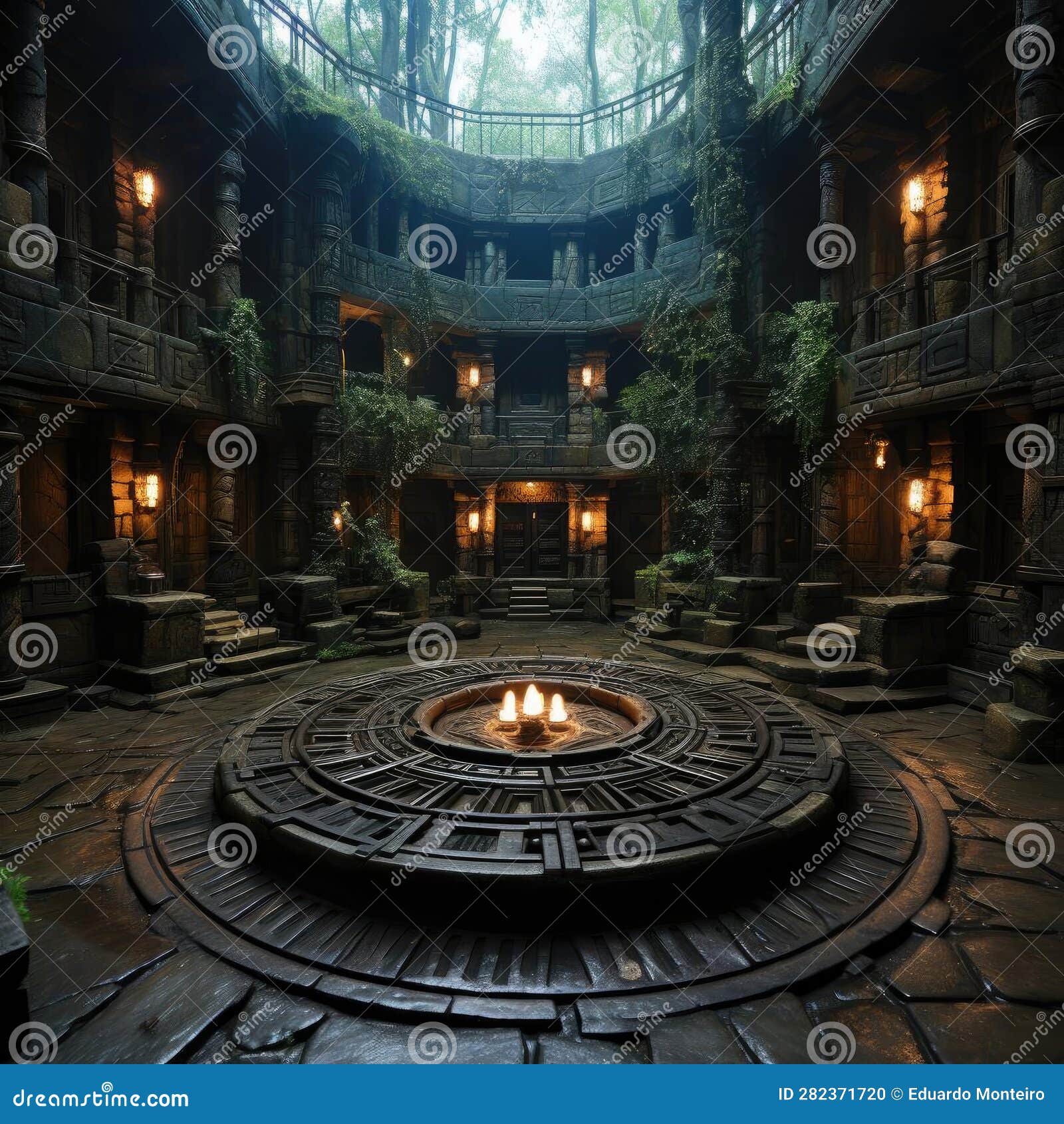 Aztec Ritual Chamber with Intricate Murals Stock Illustration ...