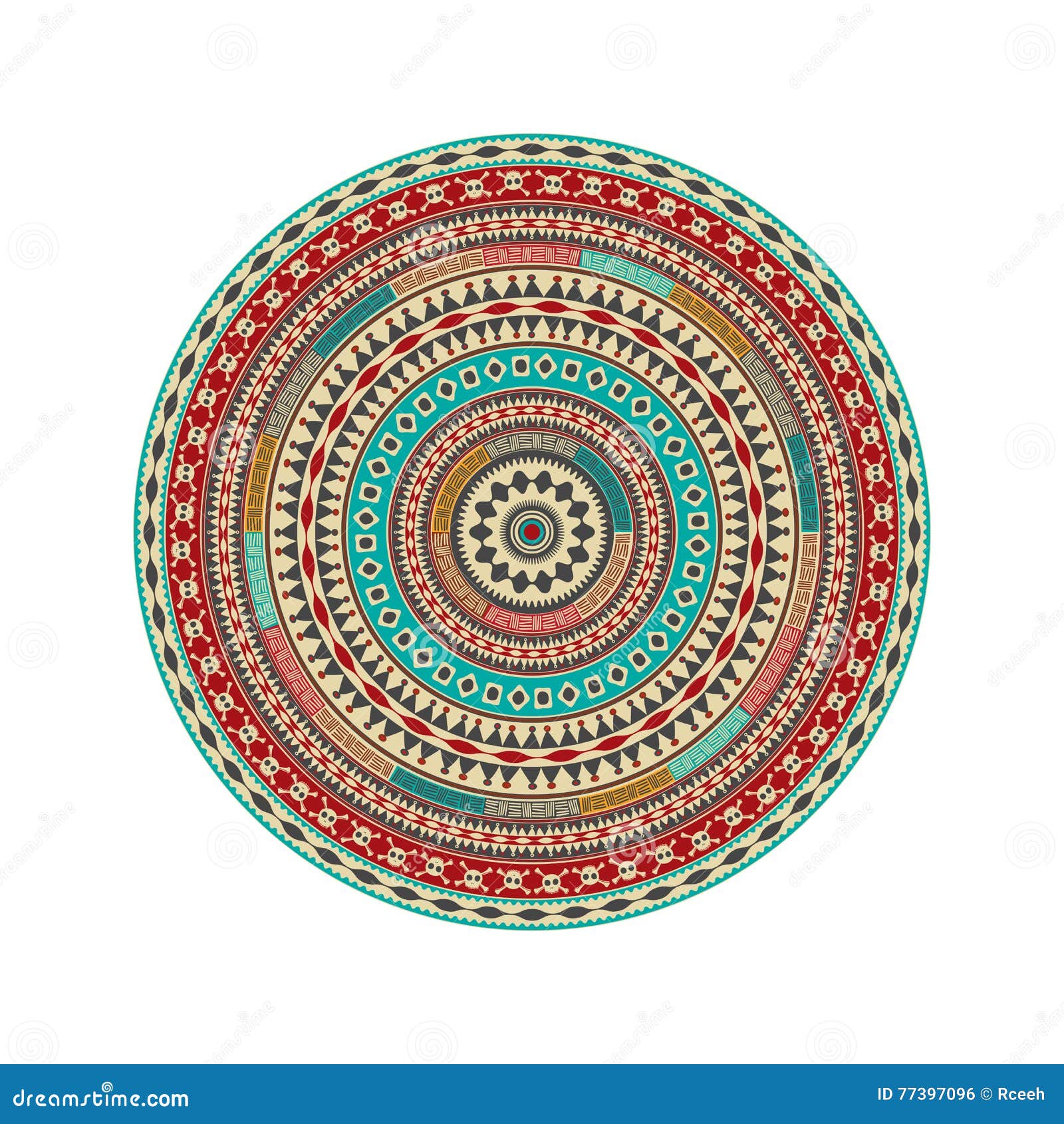 Aztec round motif stock vector. Illustration of hand - 77397096