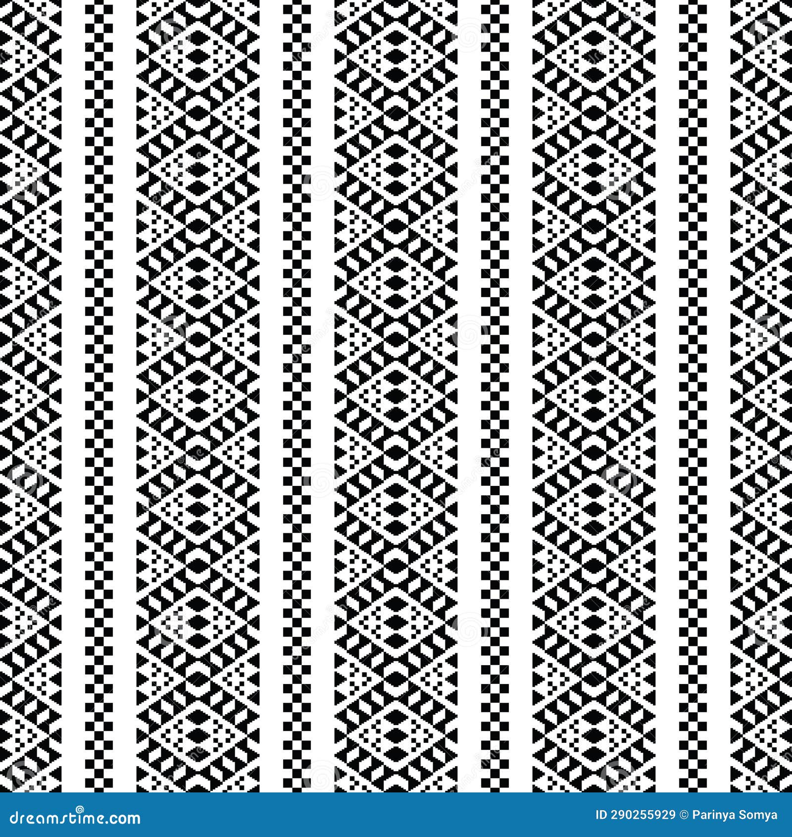 Aztec Seamless Ethnic Pattern Vector Illustration. Pixel Stripe Style ...