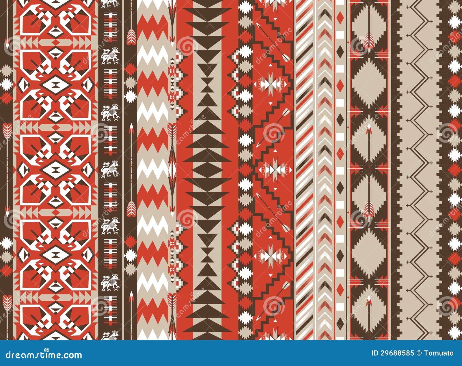 Aztec Seamless Pattern on Hot Color with Arrow Stock Illustration ...