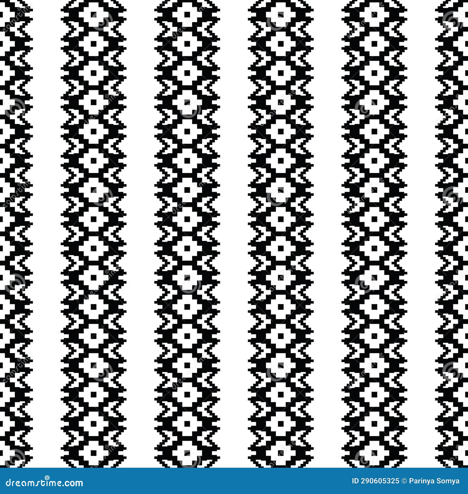 Aztec Seamless Stripe Pattern Design. Ethnic Pixel Style. Native ...