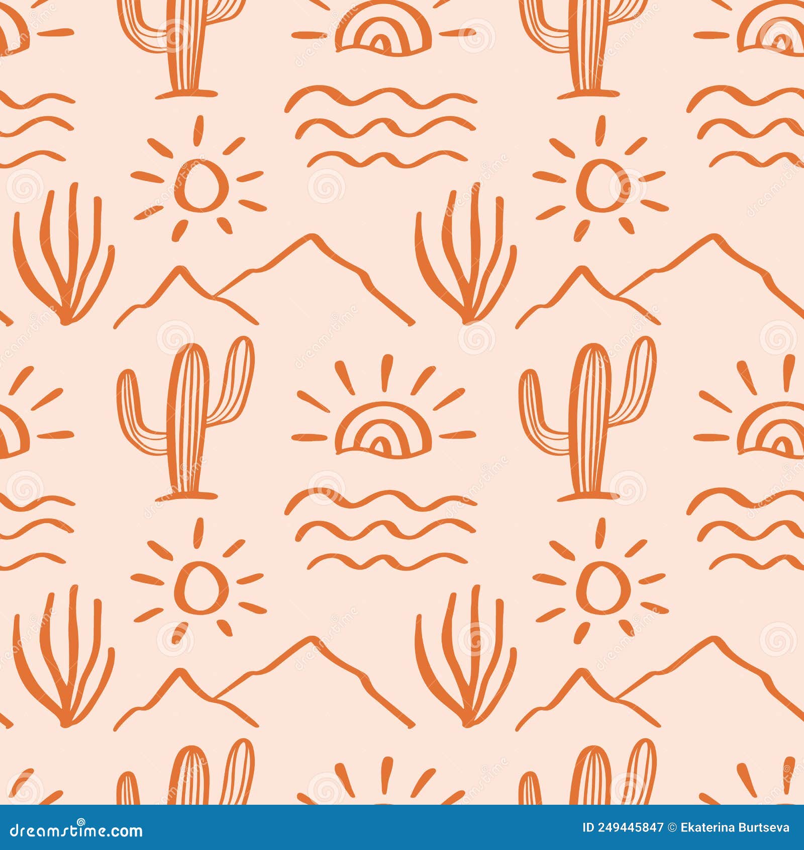 Aztec South Western Cacti Simple Boho Seamless Pattern Stock Vector ...