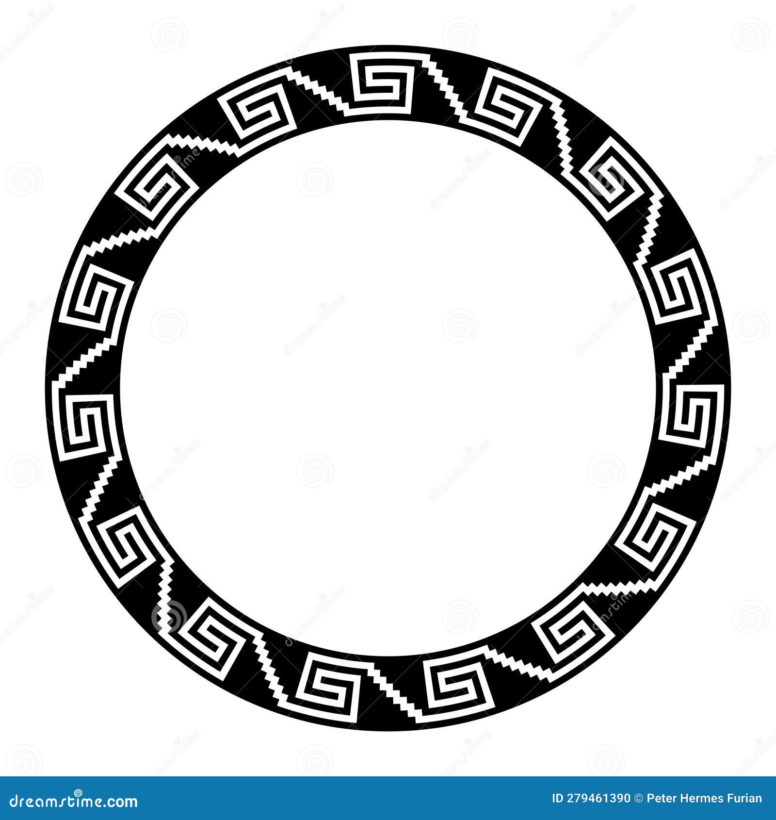 Aztec Stepped Fret Pattern, Circle Frame with Serpent Meander Motif ...