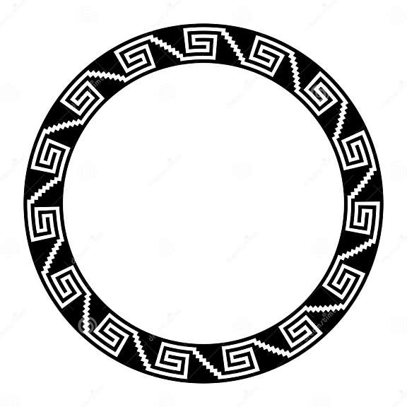 Aztec Stepped Fret Pattern, Circle Frame with Serpent Meander Motif ...