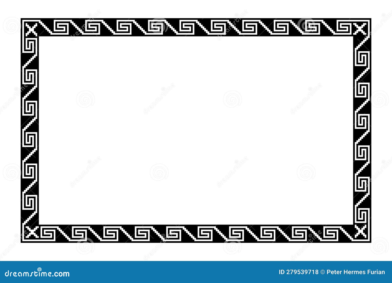 Aztec Stepped Fret Pattern, Rectangle Frame with Serpent Meander Motif ...