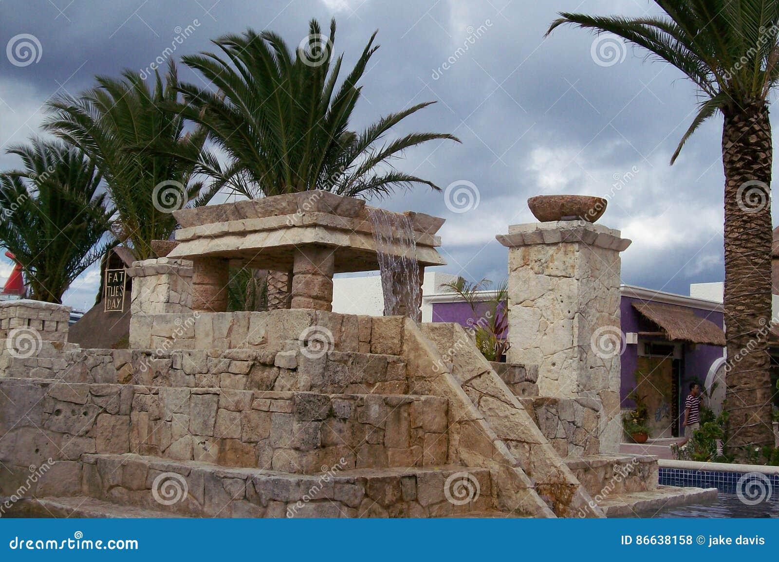 Aztec stone waterfalls editorial stock photo. Image of stone - 86638158