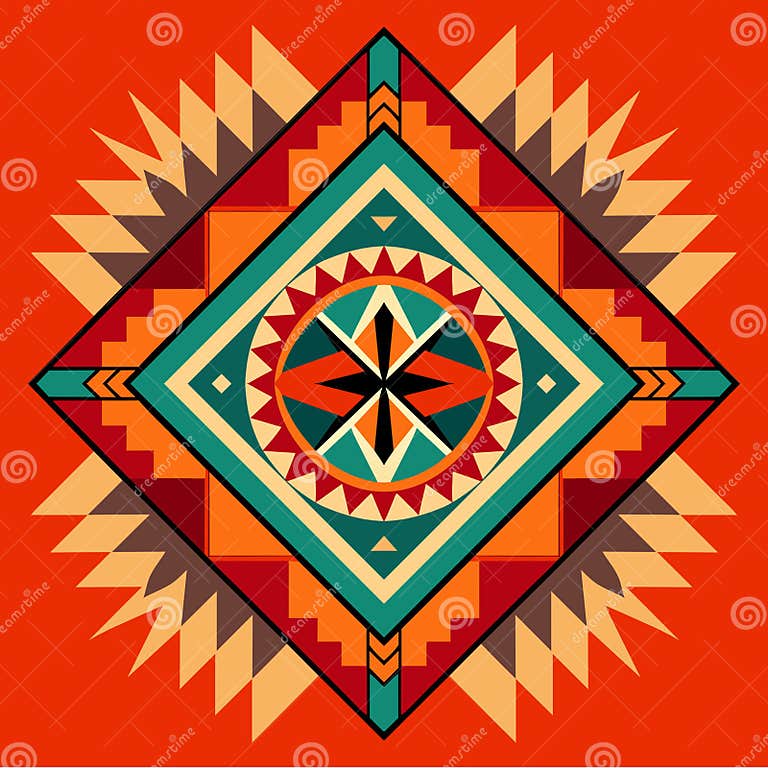 Aztec Style Pattern Tribal Ethnic Ornament Stock Illustration