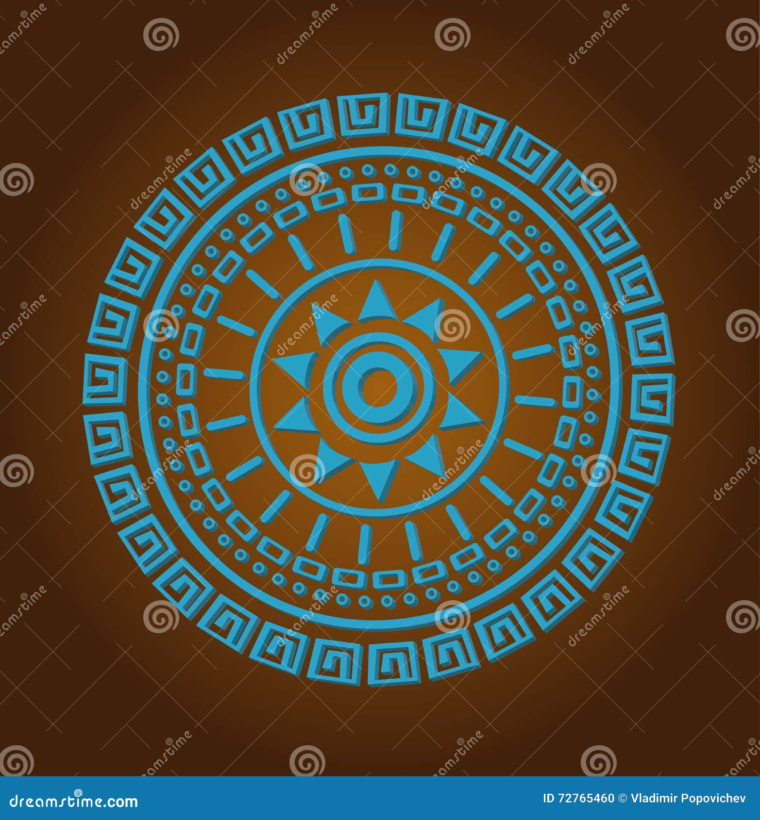 Aztec sun circle ornament stock vector. Illustration of indigenous ...