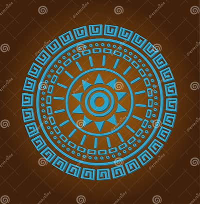 Aztec sun circle ornament stock vector. Illustration of indigenous ...