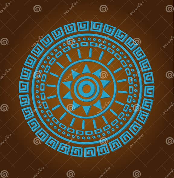 Aztec sun circle ornament stock vector. Illustration of indigenous ...