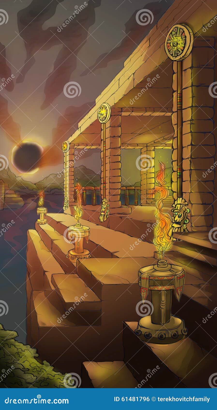 Aztec Temple Ruins In The Jungle Illustration. Generative Ai ...