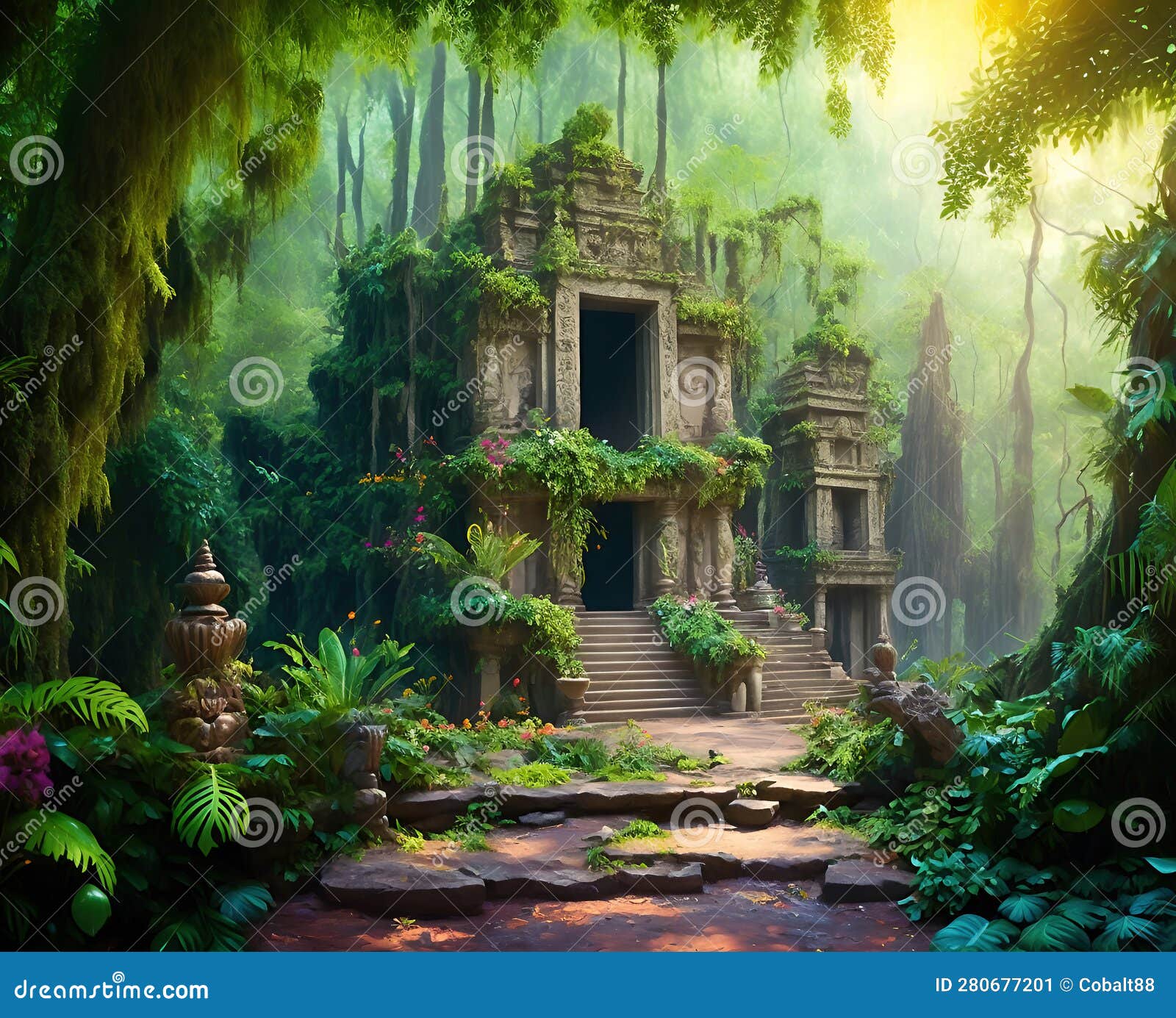 Aztec Temple Ruins in the Jungle Illustration. Generative Ai Stock ... Aztec Temple Ruins in the Jungle Illustration. Generative Ai Stock ...