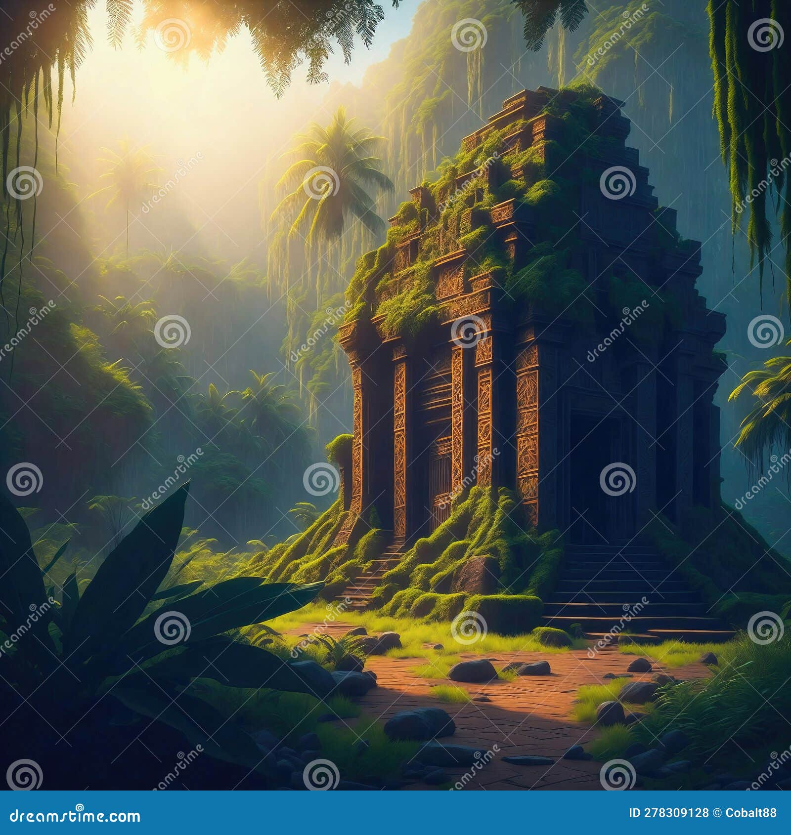 Aztec Temple Ruins in the Jungle Illustration. Generative Ai Stock ...