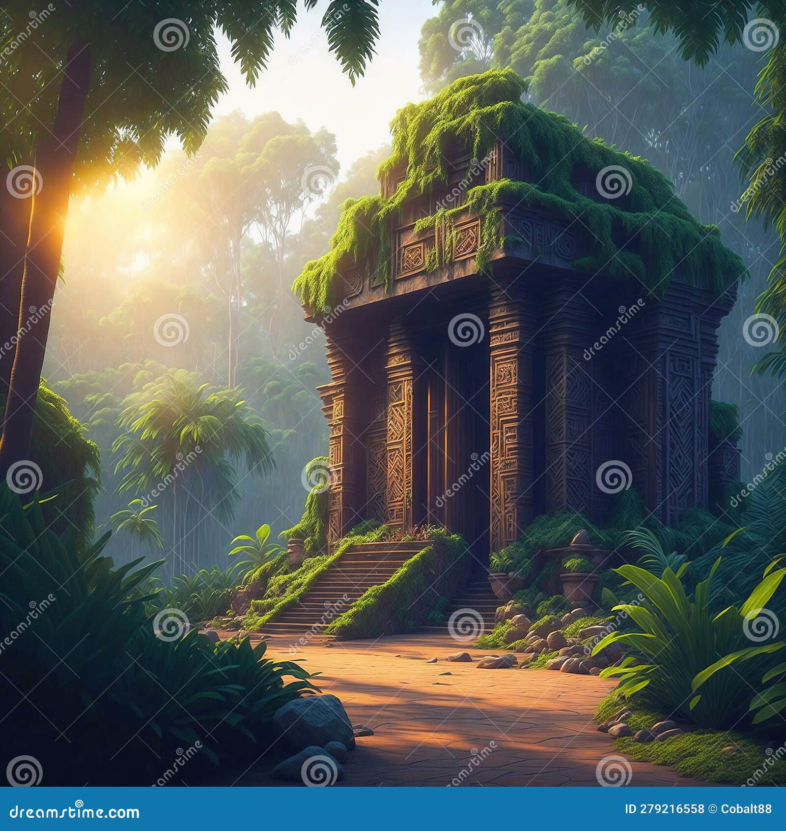 Aztec Temple Ruins in the Jungle Illustration. Generative Ai Stock ... Aztec Temple Ruins in the Jungle Illustration. Generative Ai Stock ...
