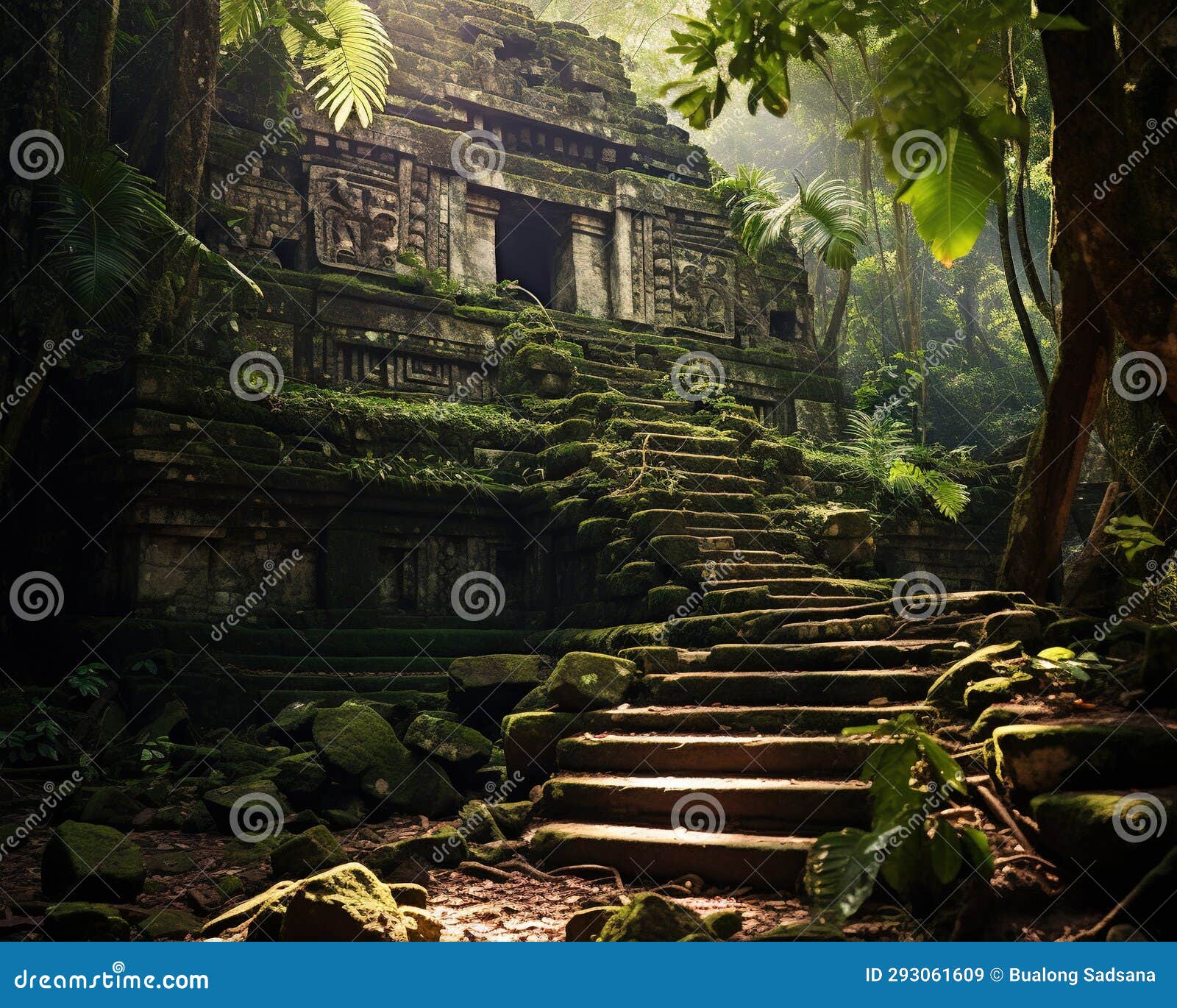 The Aztec Temple Ruins are in the Jungle. Stock Illustration ... The Aztec Temple Ruins are in the Jungle. Stock Illustration ...