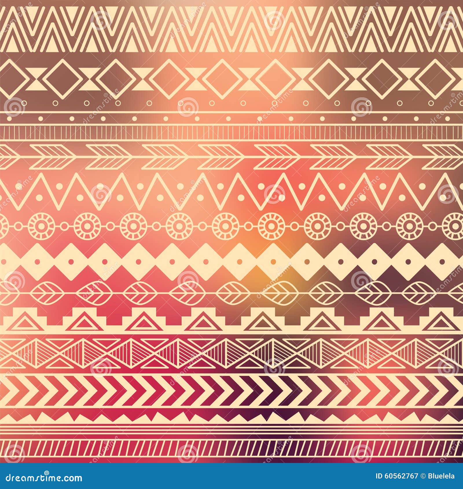 Aztec Tribal Pattern in Stripes Stock Vector - Illustration of pattern ...
