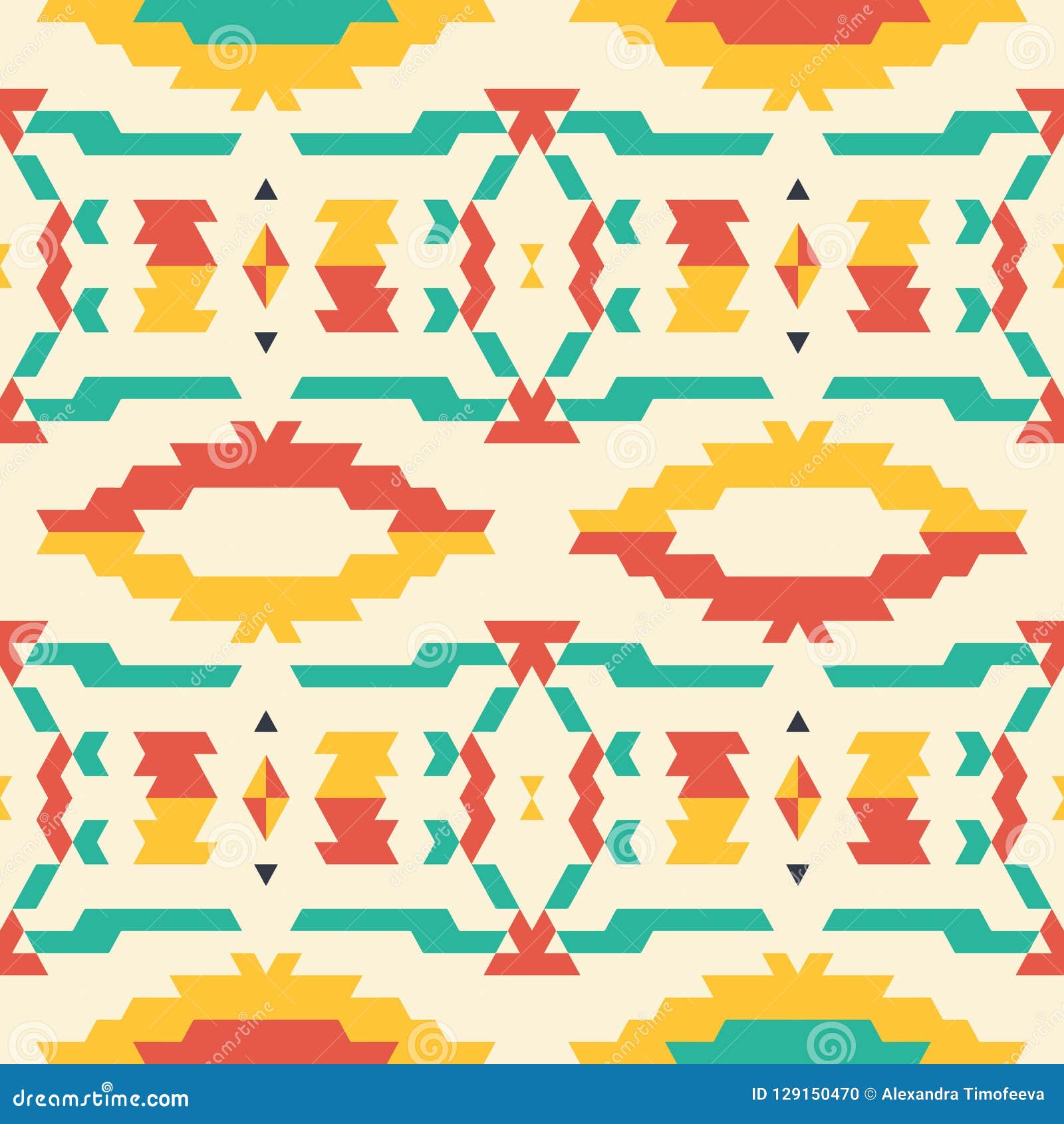 Aztec Tribal Seamless Grunge Yellow and Red Pattern on White Background ...