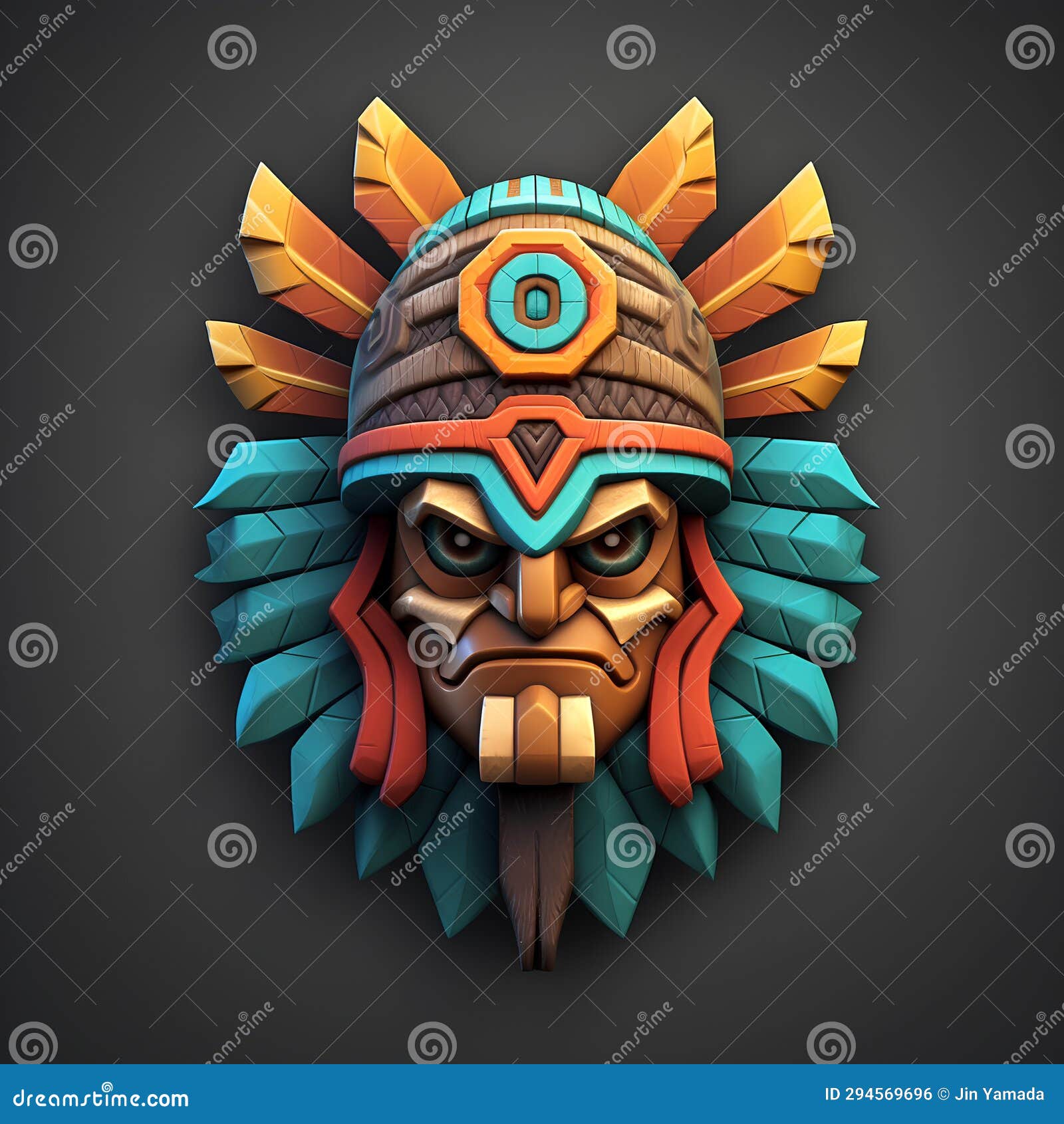 Aztec Warrior Man Character In Traditional Clothes And Headdress ...