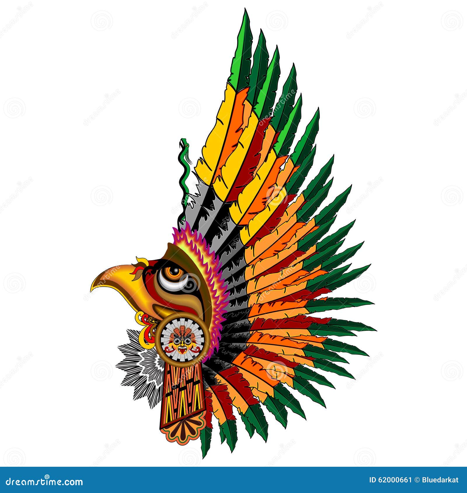Azteca Eagle Warrior Mask ilustración del vector. Ilustración de ...