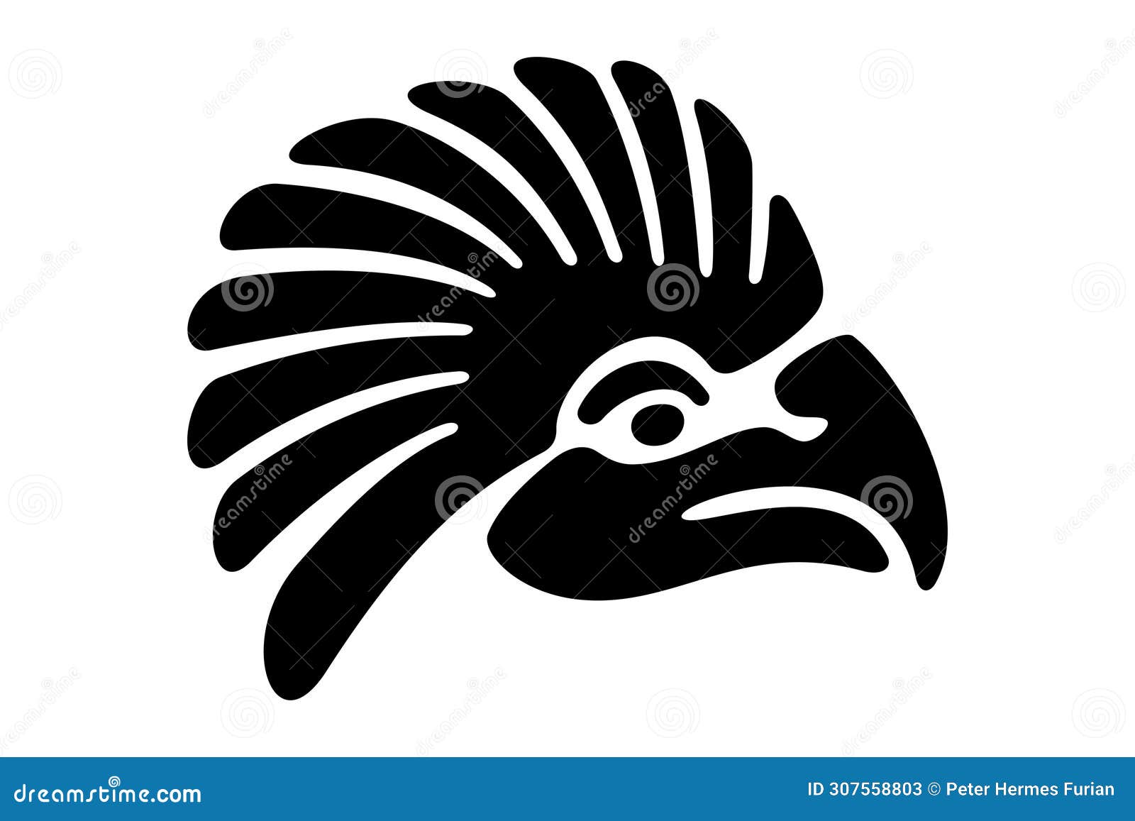 Eagle Head Symbol of Ancient Mexico, Decorative Aztec Clay Stamp Motif ...