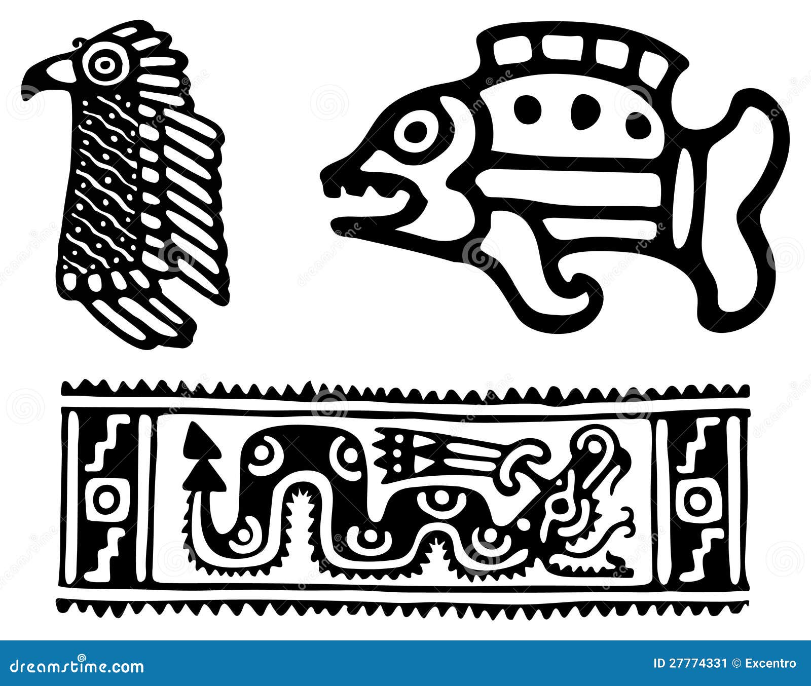 Aztecs stock vector. Illustration of fish, black, hand - 27774331