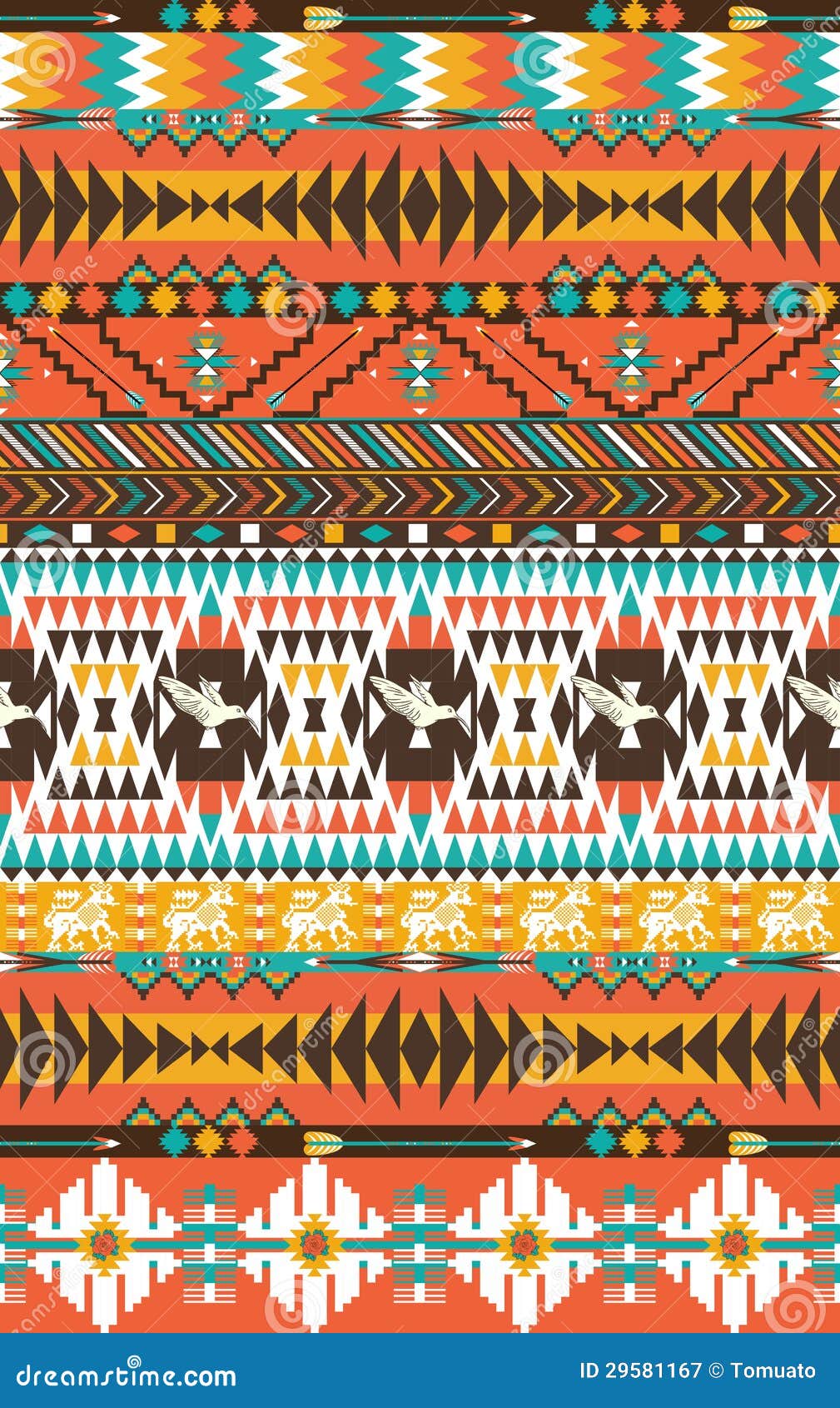 Aztecs Seamless Pattern on Hot Color Stock Illustration - Illustration ...